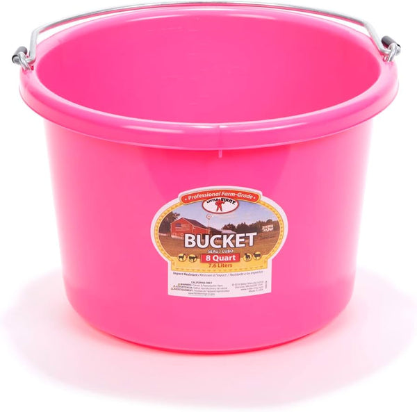 8Qt Miller Hot Pink Plastic Bucket with Handle