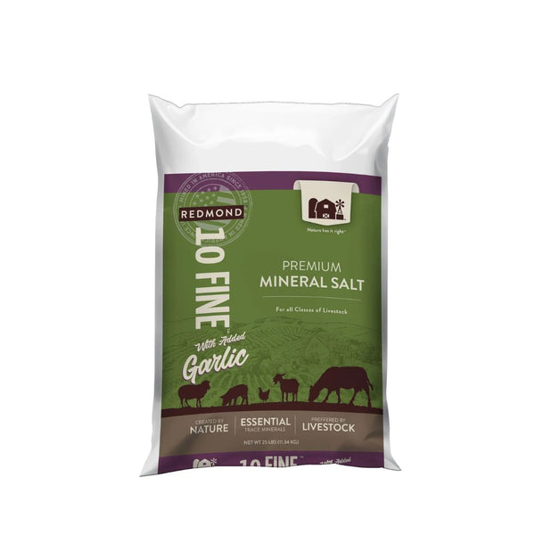 50lb Redmond 10 Fine Salt with Garlic - Natural Pest Control for Lives